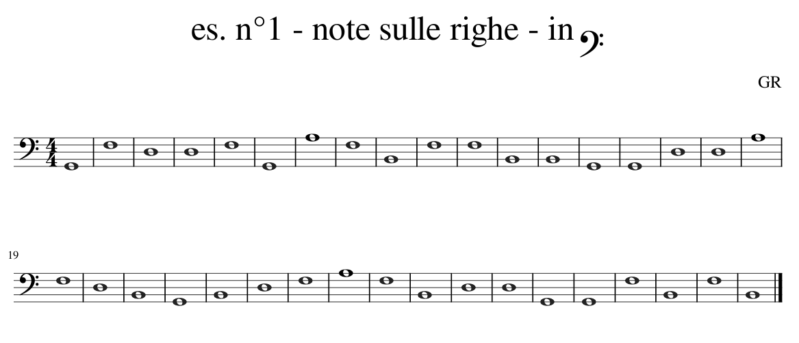 Esercizi – Lettura delle note sulle righe in chiave di FA - musicadiffusa